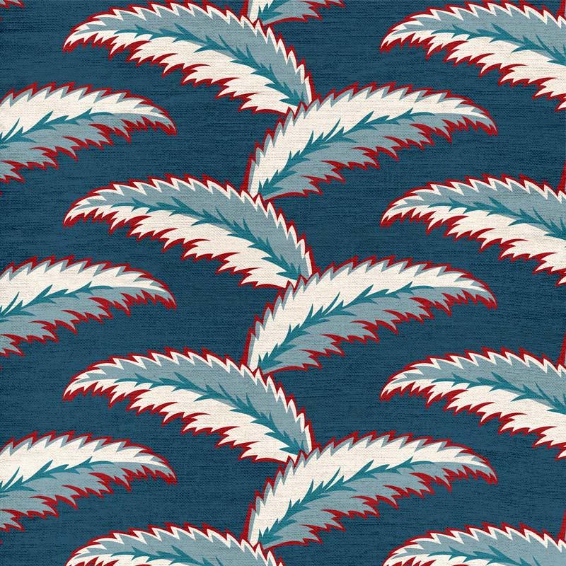 Persian Palm Blue and Red Fabric Sample – The Fabric Collective